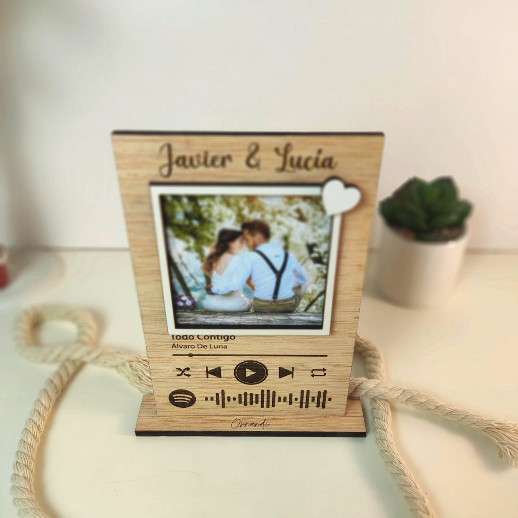 Marco de fotos Spotify, personalizado con nombres.